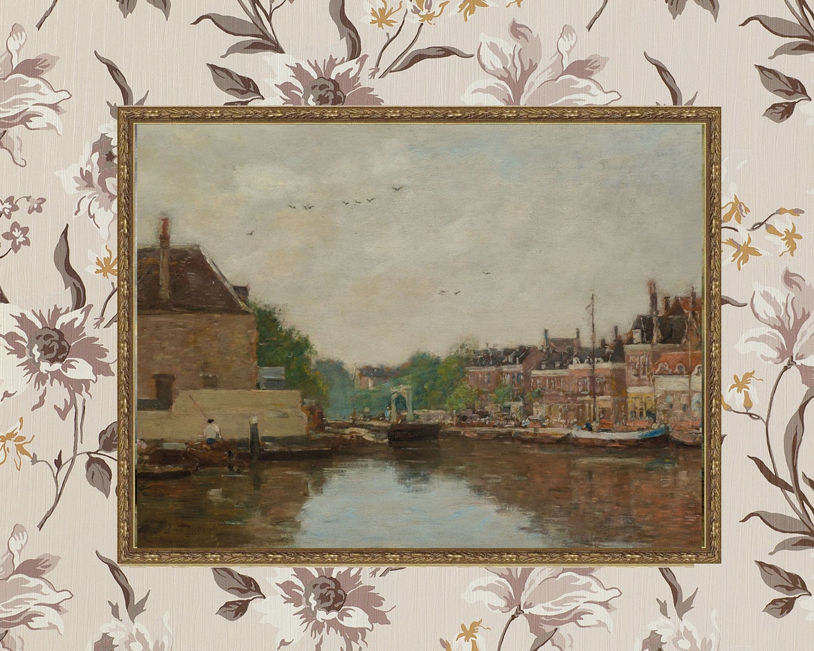 ART PRINT Netherlands Landscape Oil Painting Rotterdam - Etsy