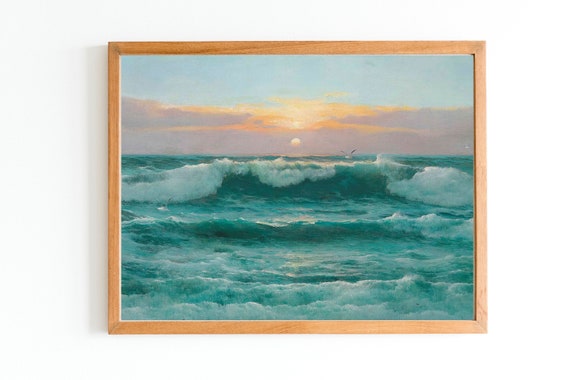 ART PRINT Seascape Oil Painting Ocean Waves Art Coastal | Etsy