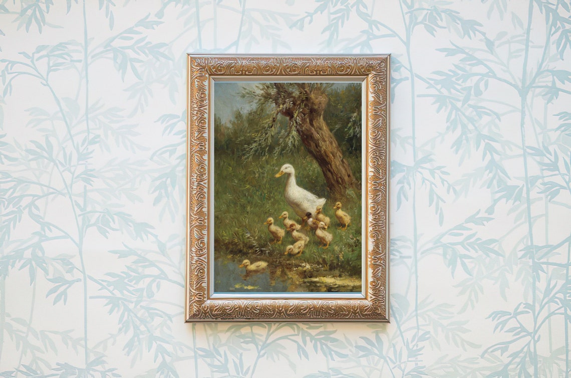 ART PRINT Goose and Gosling Oil Painting White Goose Wall | Etsy