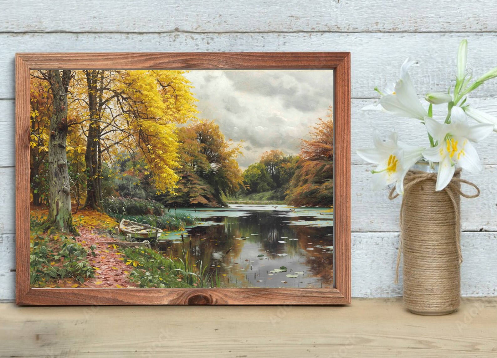 ART PRINT Vintage Riverscape Painting Boat Art Print - Etsy