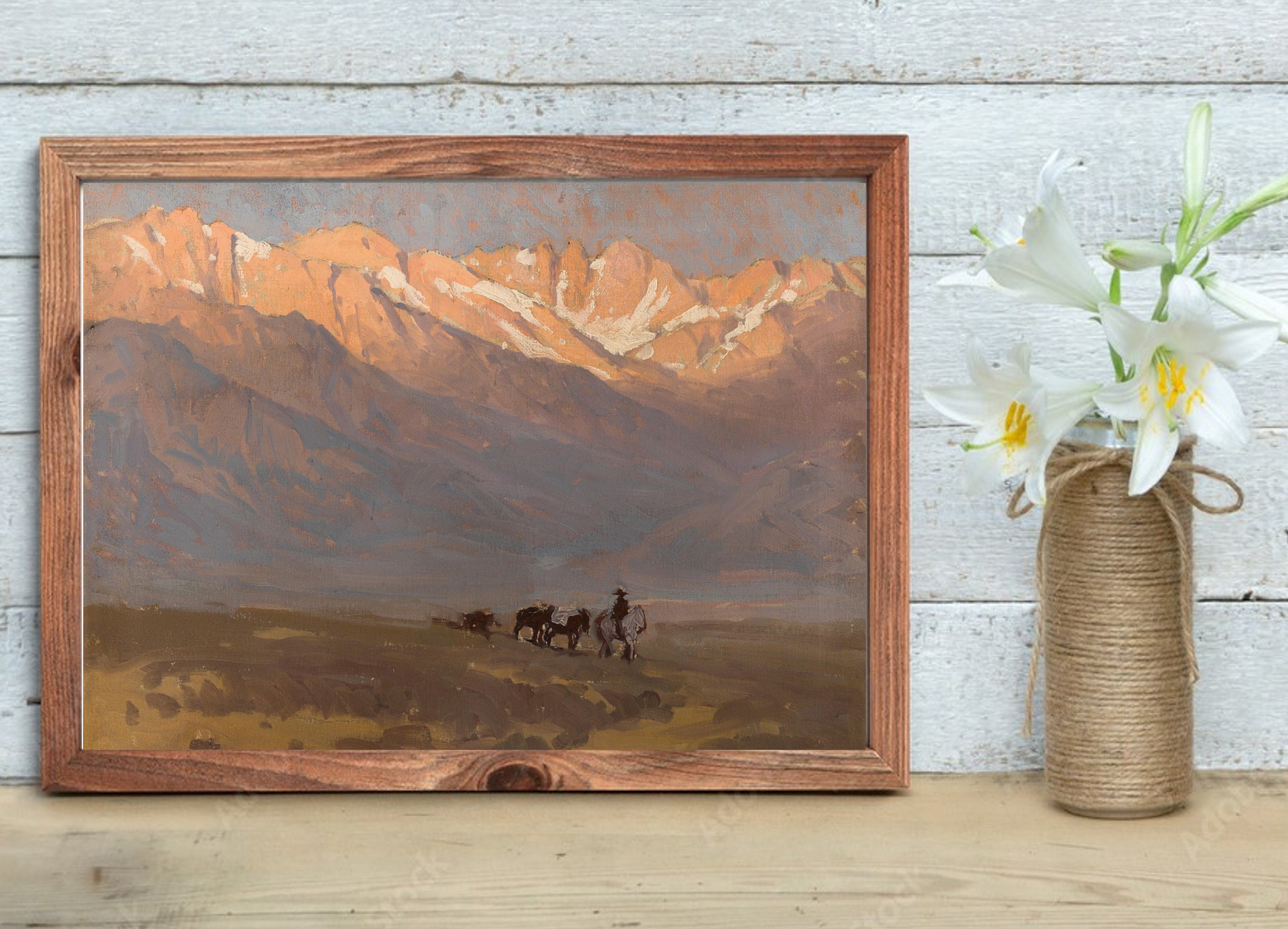 ART PRINT | Vintage Western Oil Painting | Wild West Wall Art Print ...