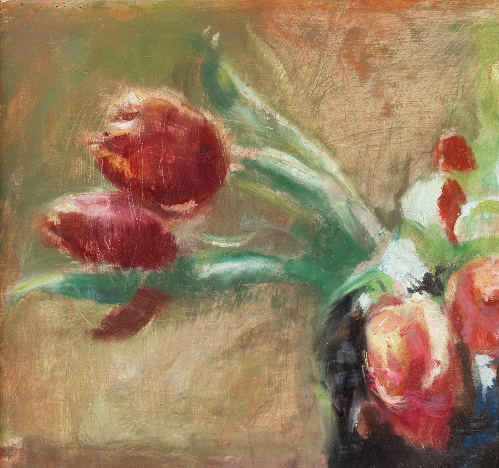 ART PRINT Vintage Still Life With Tulips Oil Painting Red - Etsy
