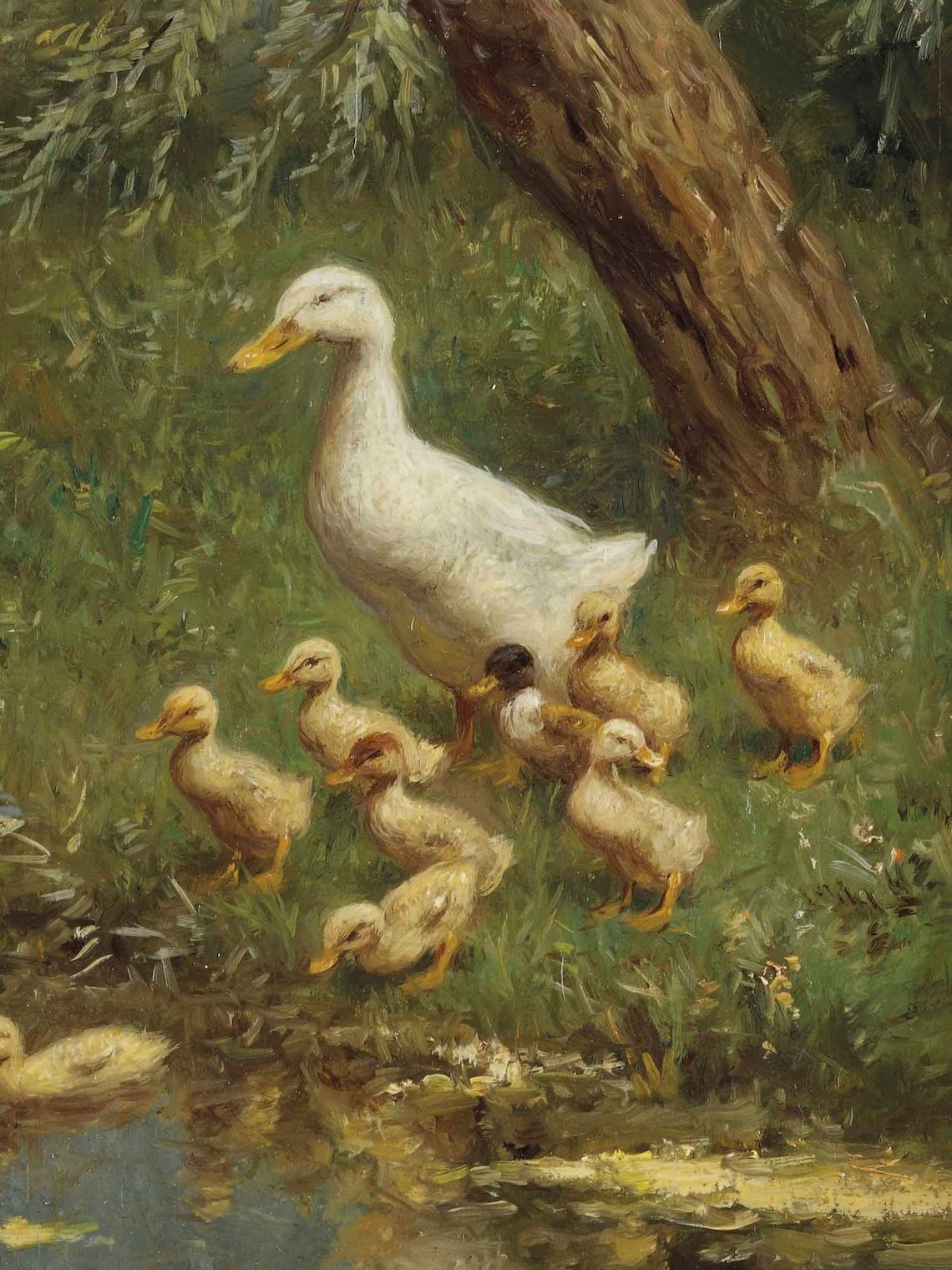 ART PRINT Goose and Gosling Oil Painting White Goose Wall | Etsy