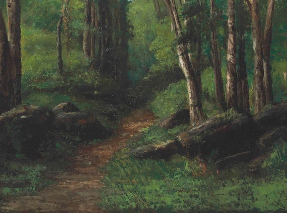 Dark Green Forest Painting
