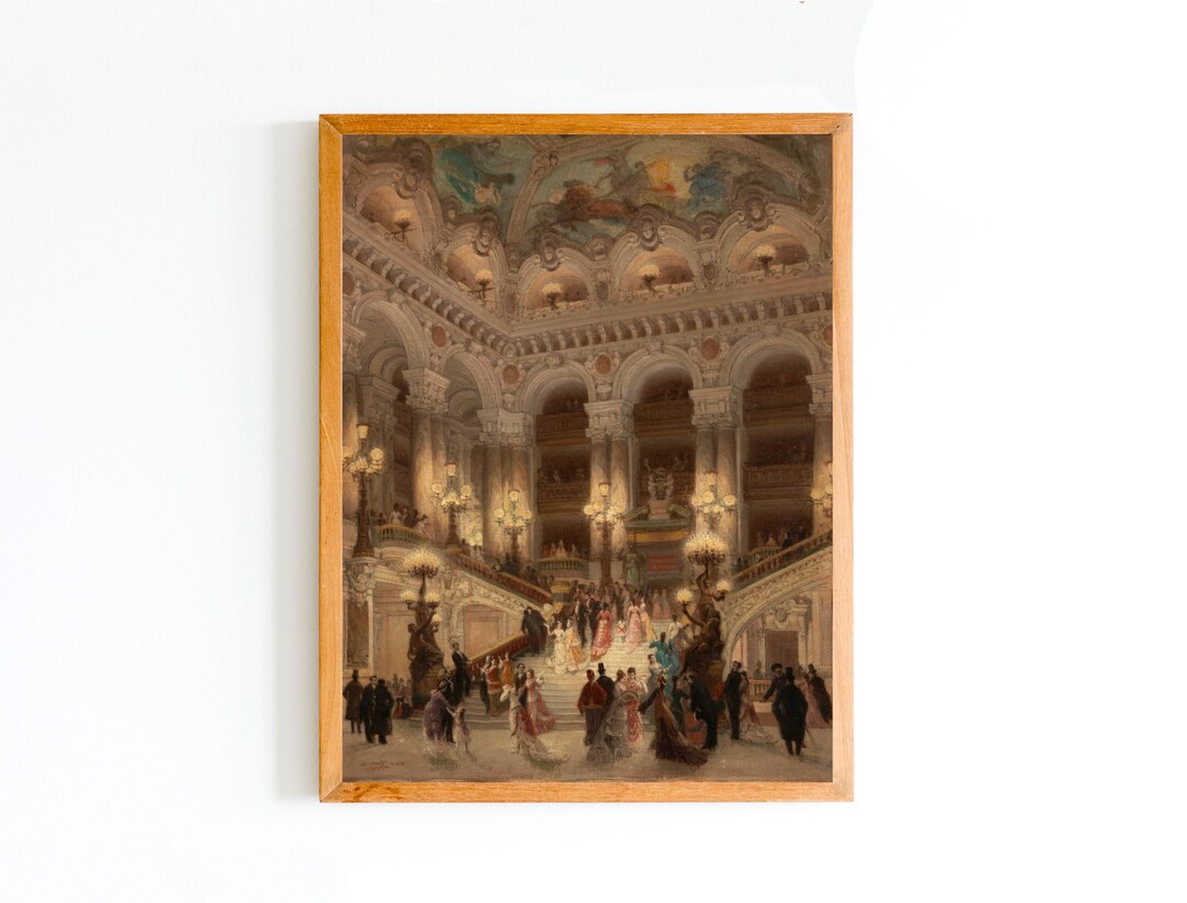 ART PRINT | Antique Opera House Painting | Opera Staircase Artwork ...