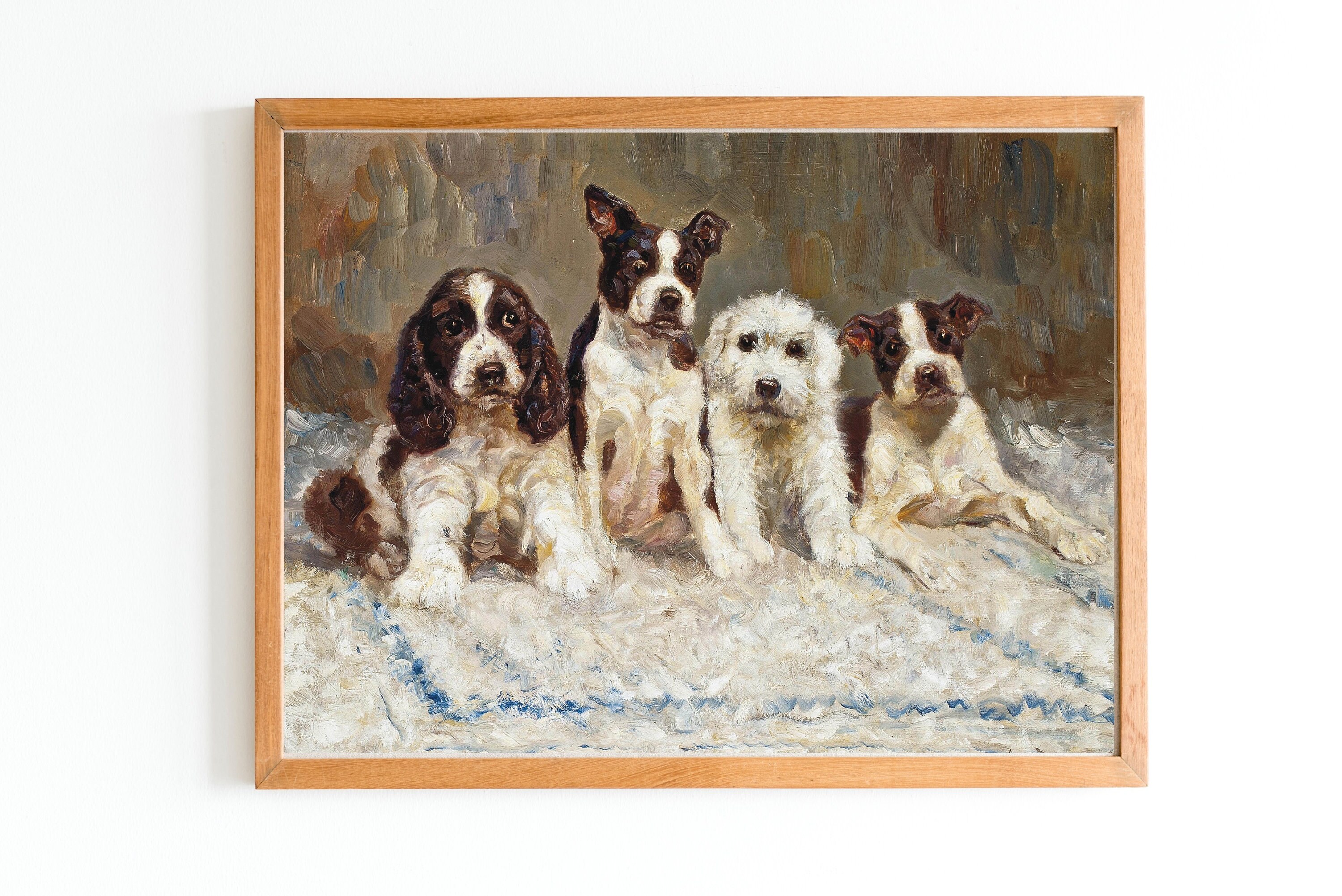 ART PRINT Pet Oil Painting Multiple Dogs Portrait - Etsy