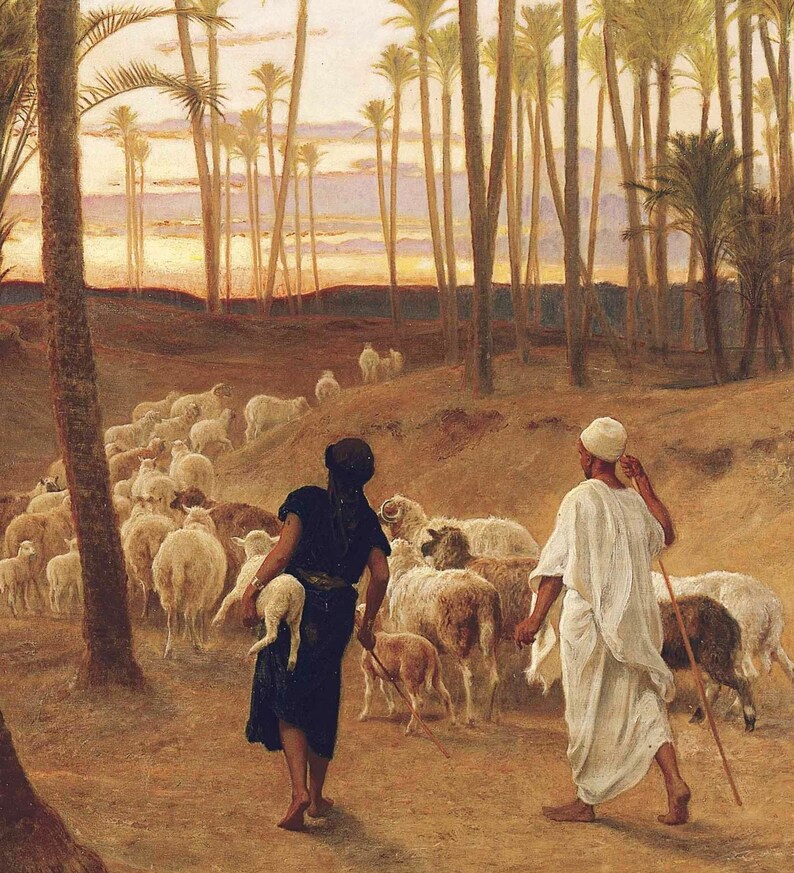 ART PRINT | Vintage Desert Landscape Painting | Arab Shepherd Art ...