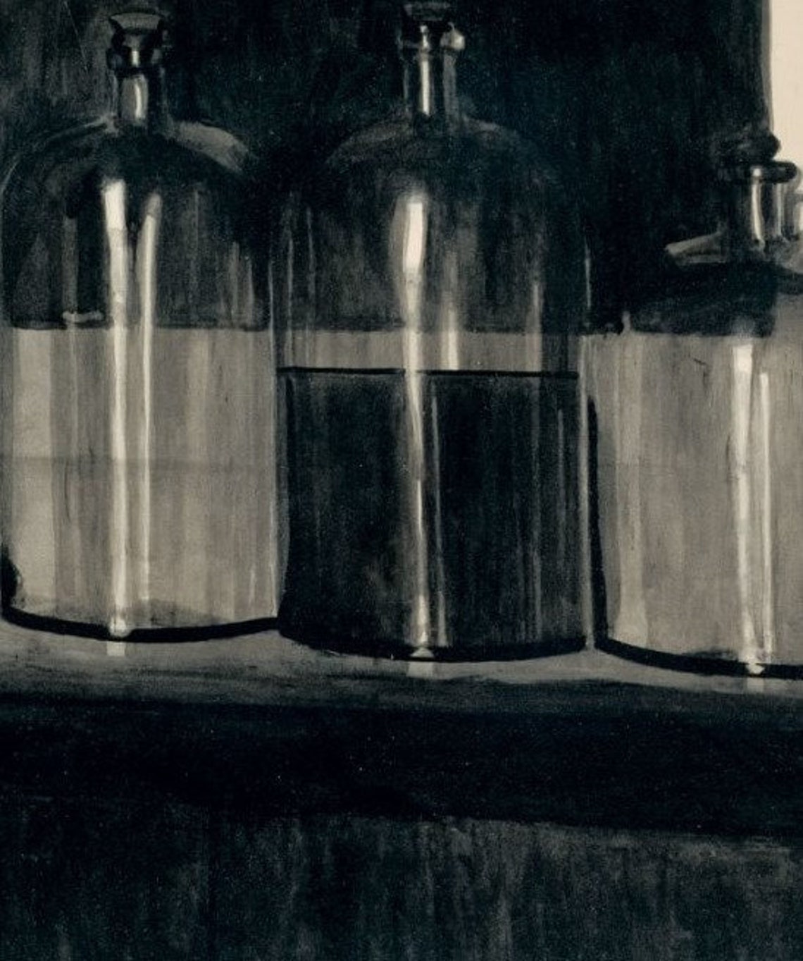 ART PRINT Black Still Life With Glass Bottles Oil Painting - Etsy