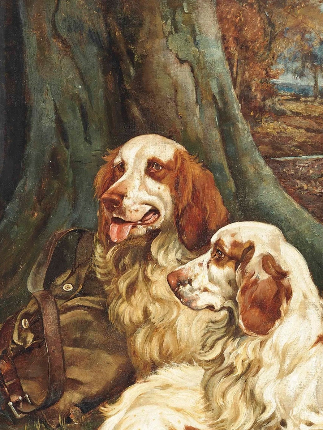 ART PRINT | Vintage Clumber Spaniel Oil Painting | Portrait of Three ...