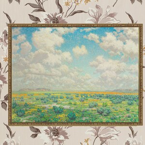 ART PRINT Vintage Valley Landscape Vintage Oil Painting | Etsy