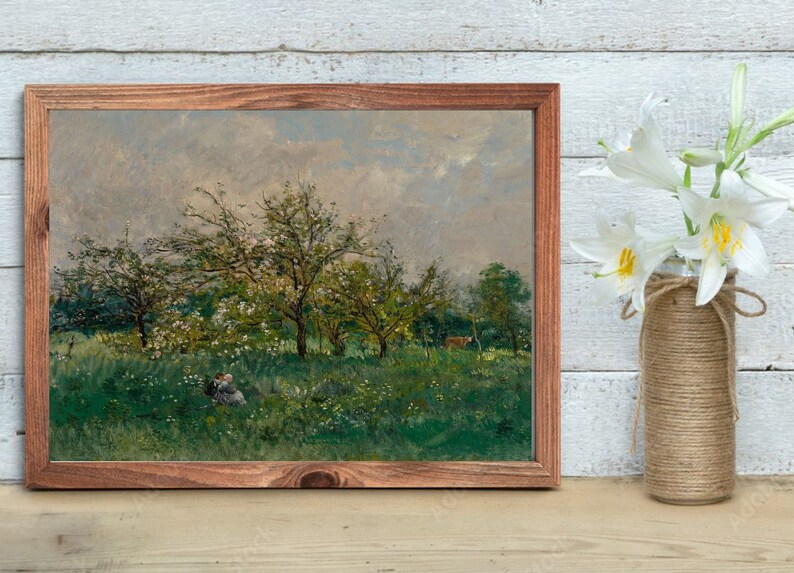 ART PRINT | Orchard Landscape Oil Painting | Country Spring Orchard Art ...