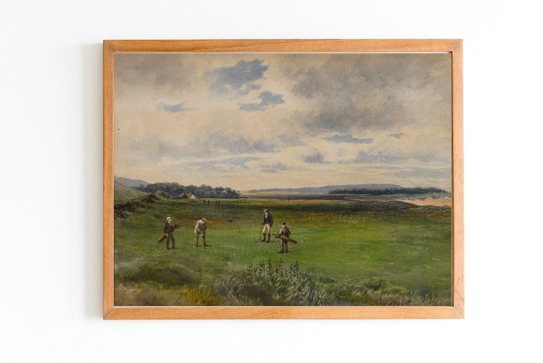 ART PRINT | Vintage Golfers Watercolor Oil Painting | Golf Club Wall ...