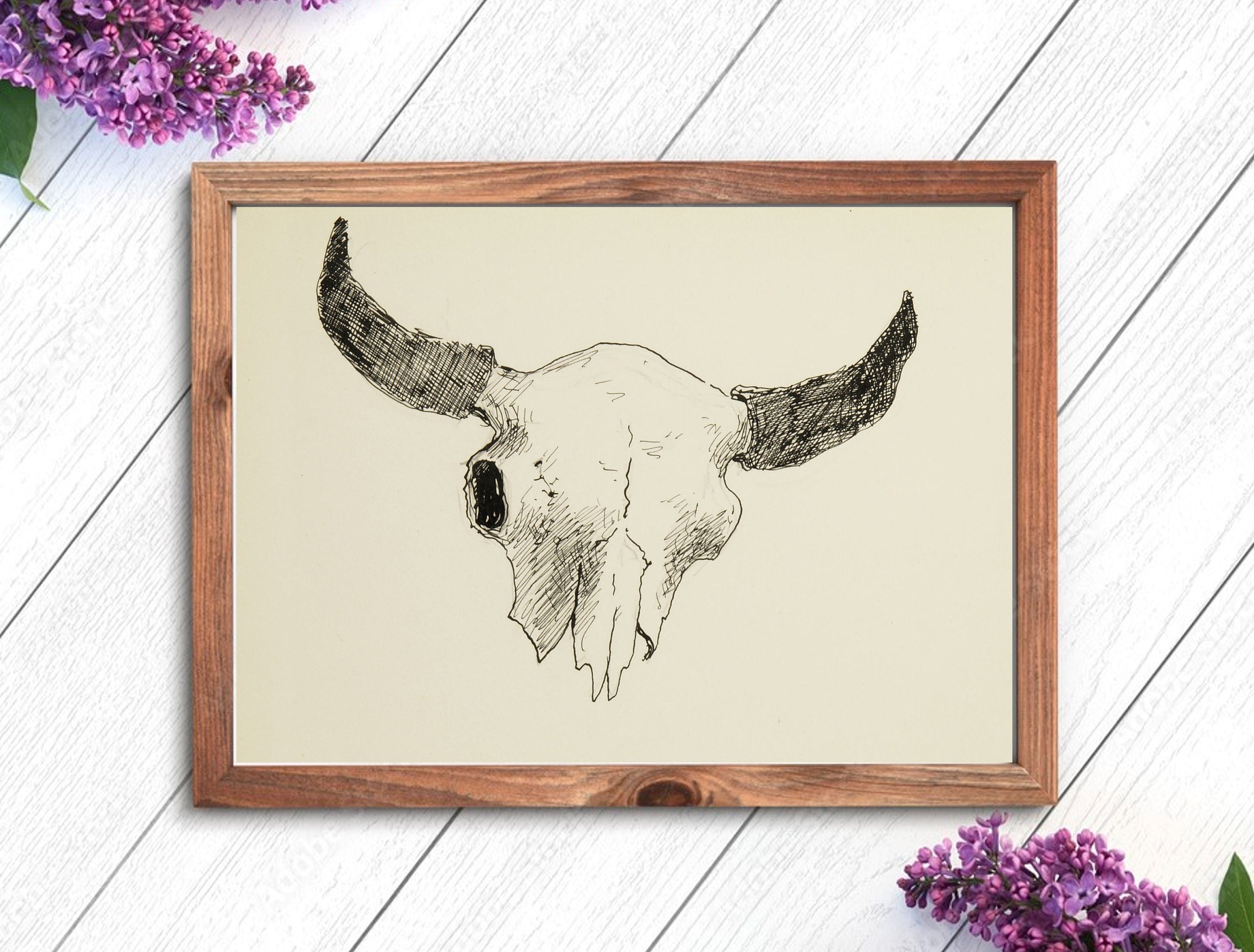 ART PRINT Vintage Buffalo Skull Drawing Buffalo Sketch Art - Etsy
