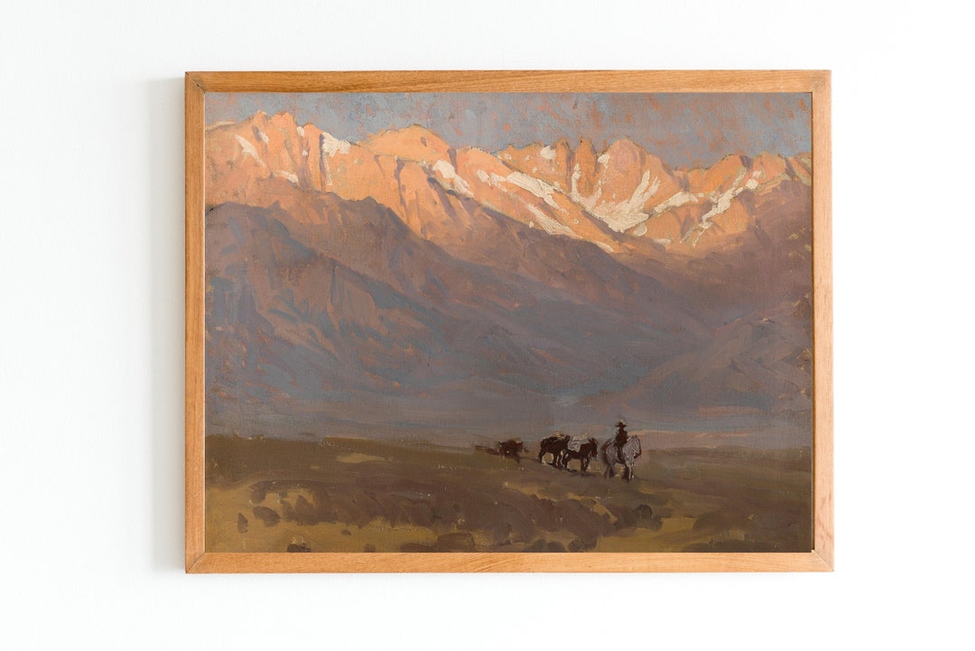 ART PRINT Vintage Western Oil Painting Wild West Wall Art Print High ...