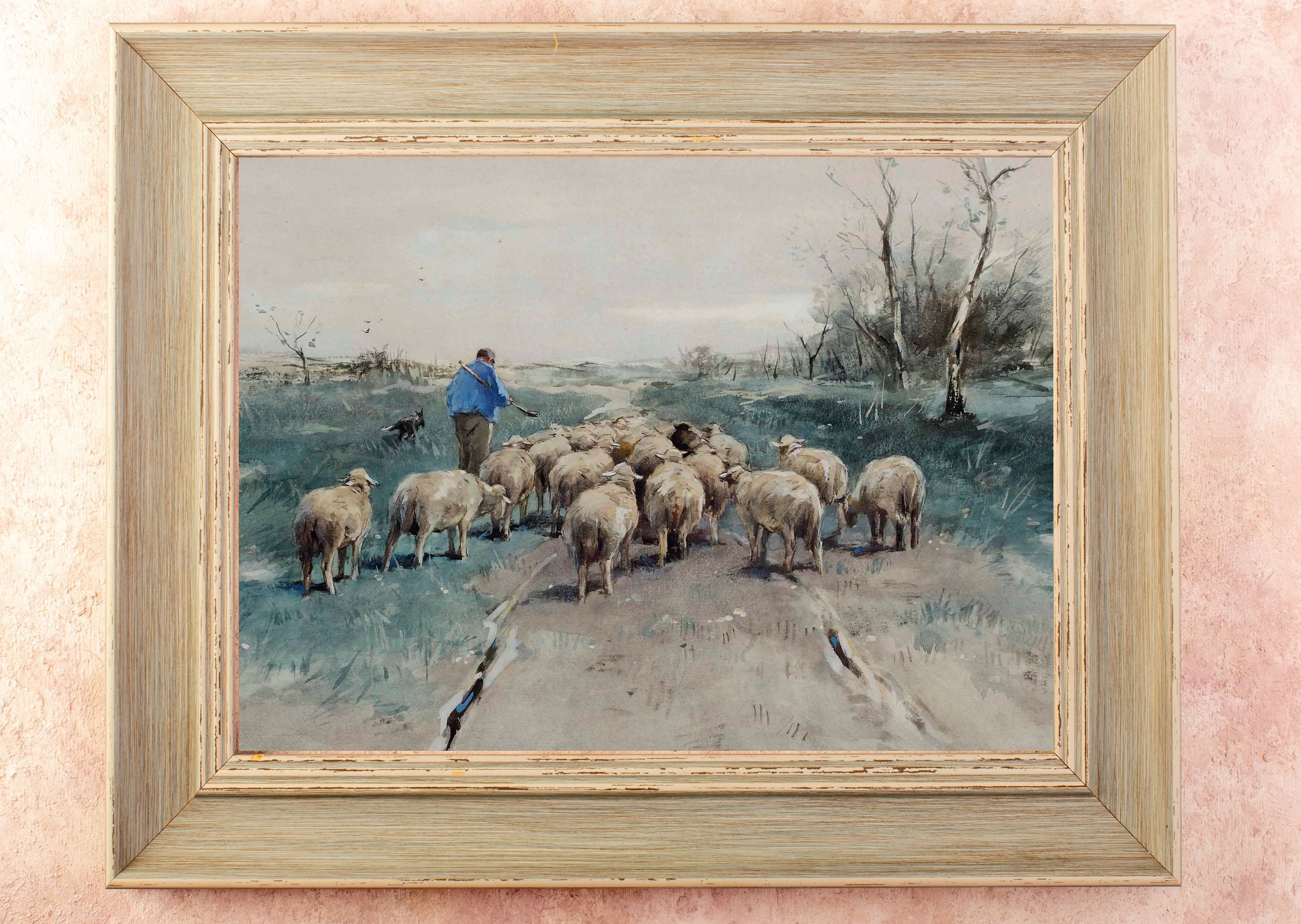 ART PRINT the Shepherd Painting Countryside Picture - Etsy