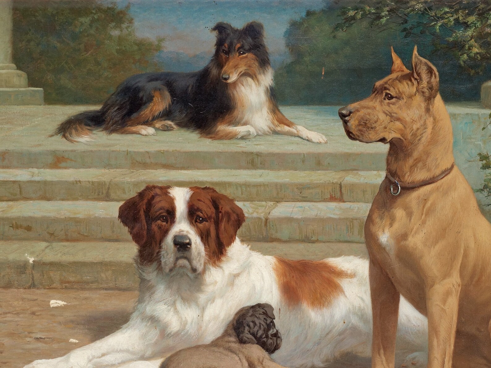 ART PRINT Vintage Dogs Oil Painting Antique Pet Portrait - Etsy