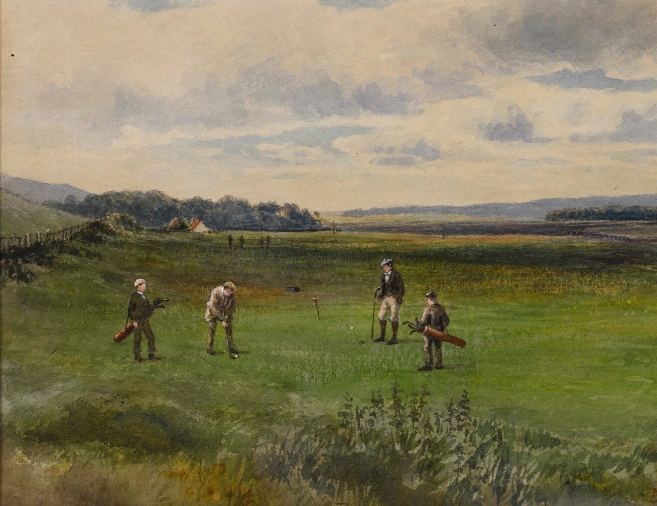 ART PRINT Vintage Golfers Watercolor Oil Painting Golf - Etsy