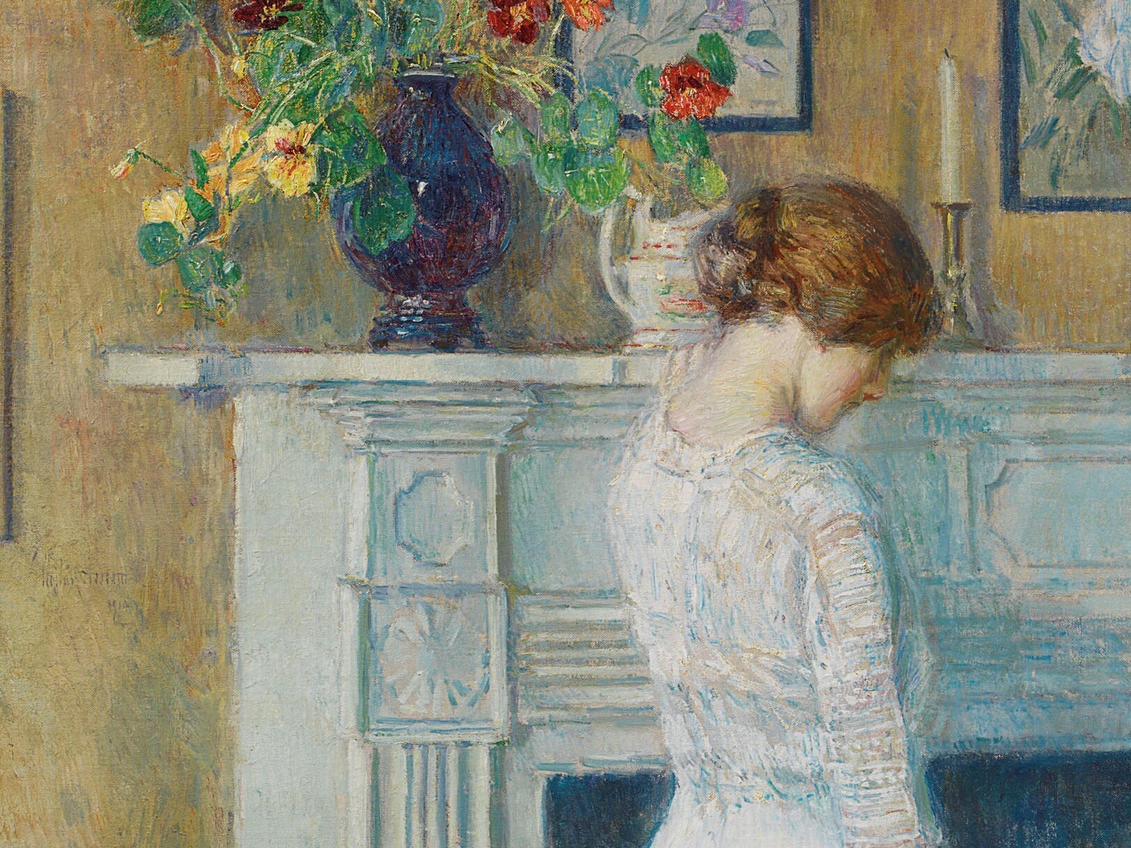 ART PRINT Vintage Interior Scene Oil Painting Fireplace - Etsy