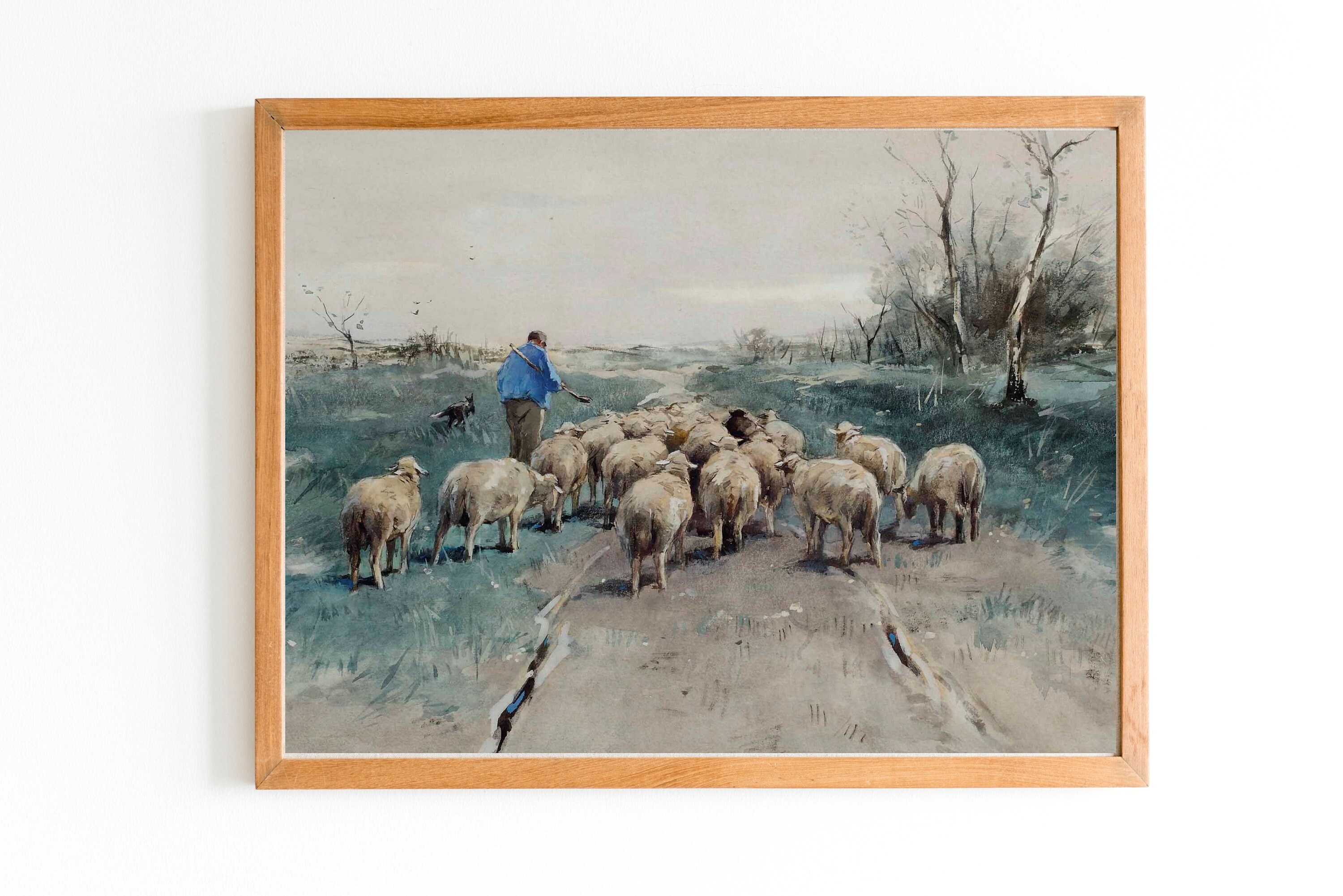 ART PRINT the Shepherd Painting Countryside Picture - Etsy