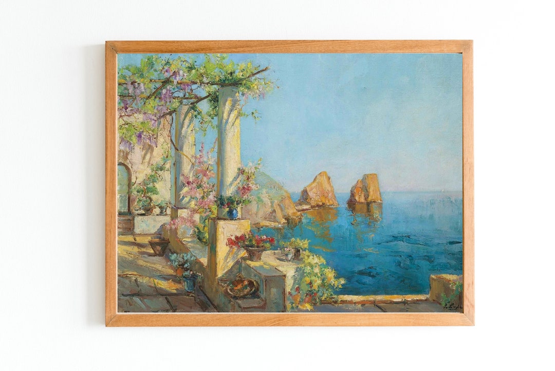 ART PRINT Vintage Capri Oil Painting Italian Decor Wall Art Capri ...