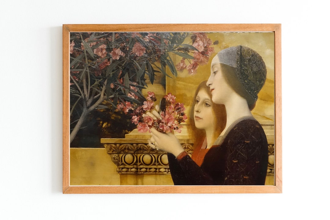 ART PRINT Two Girls With an Oleander Bush Oil Painting - Etsy