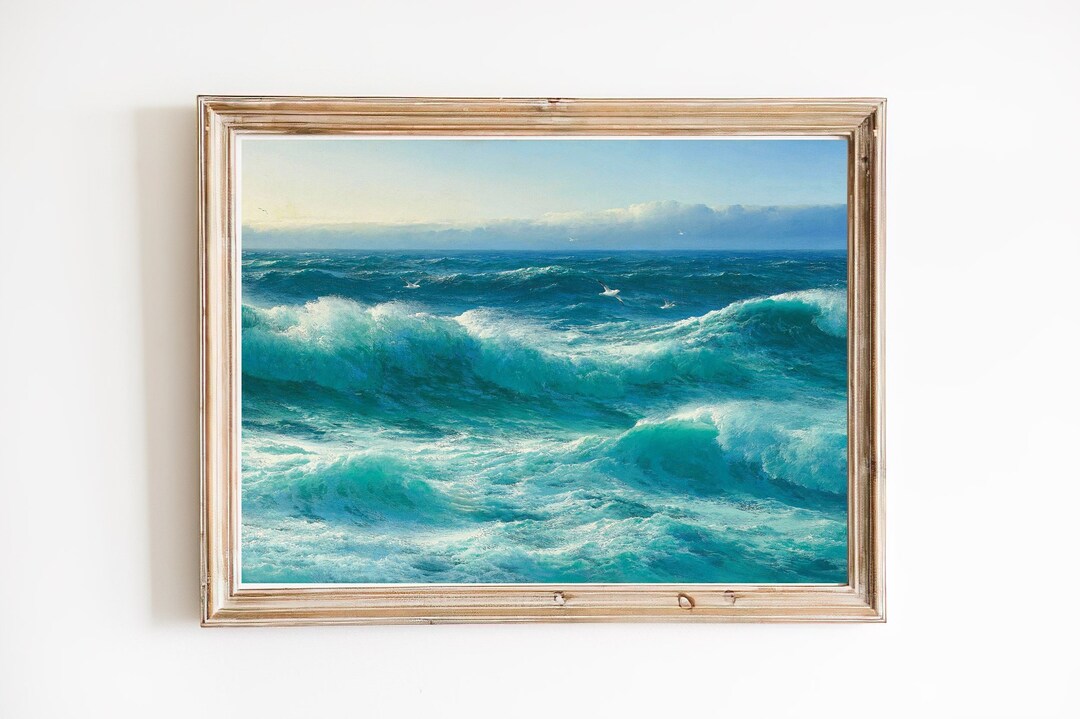 ART PRINT | Vintage Ocean Waves Oil Painting | Seascape Artwork ...