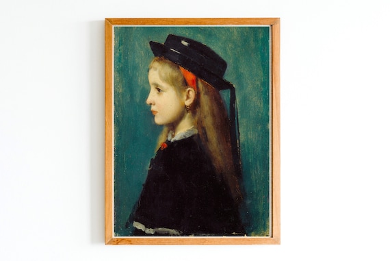 ART PRINT Antique Girl Portrait Oil Painting Vintage | Etsy