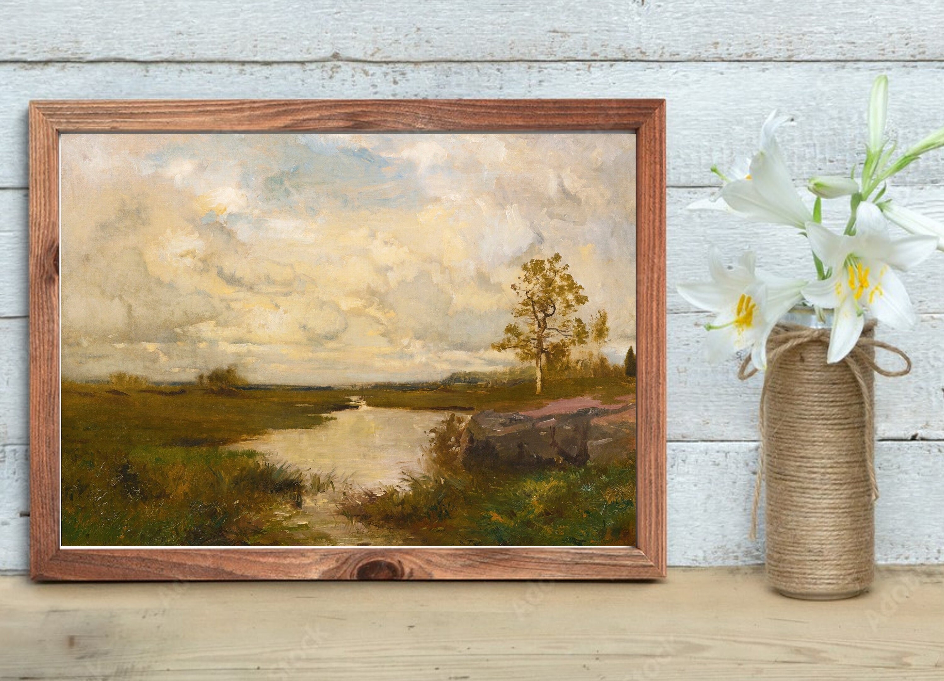 ART PRINT Vintage Marsh Landscape Oil Painting River - Etsy