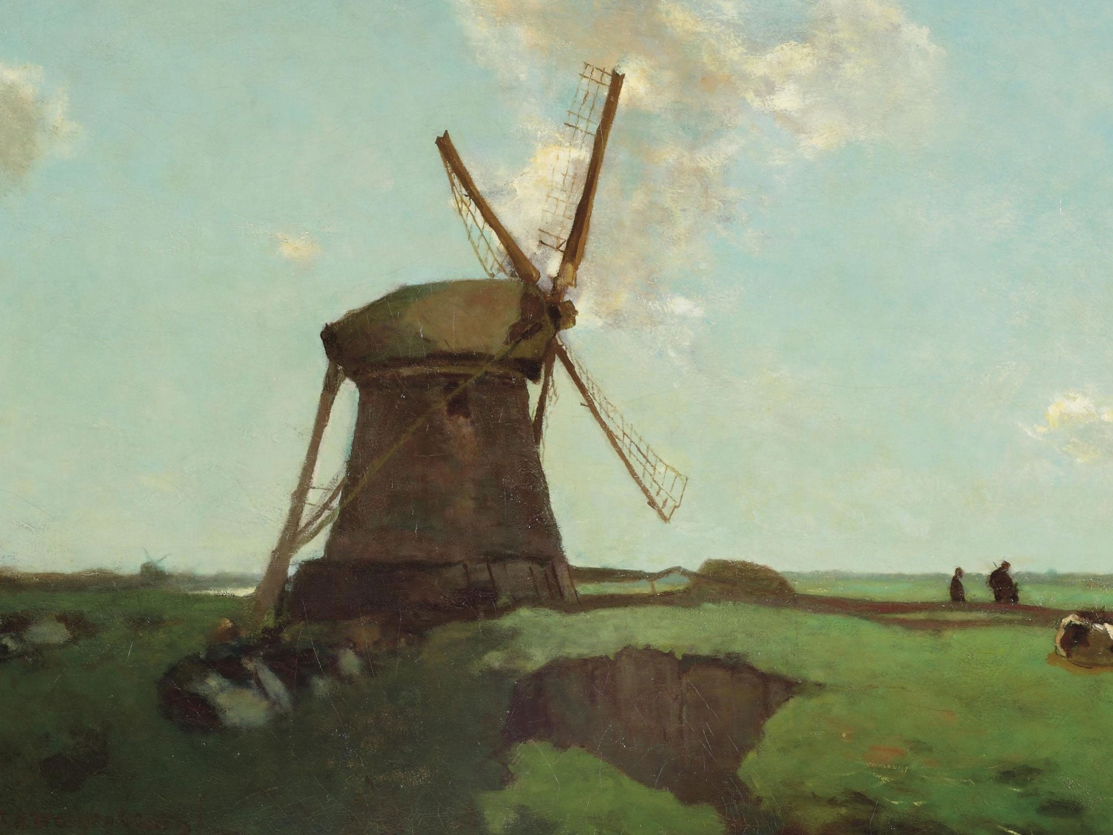 ART PRINT Dutch Windmill Oil Painting Landscape Artwork | Etsy