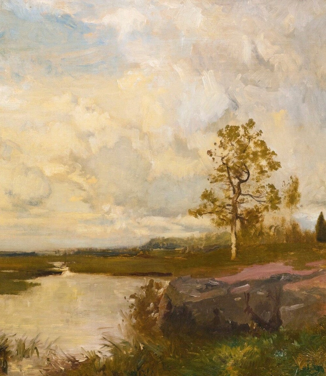 ART PRINT Vintage Marsh Landscape Oil Painting River - Etsy