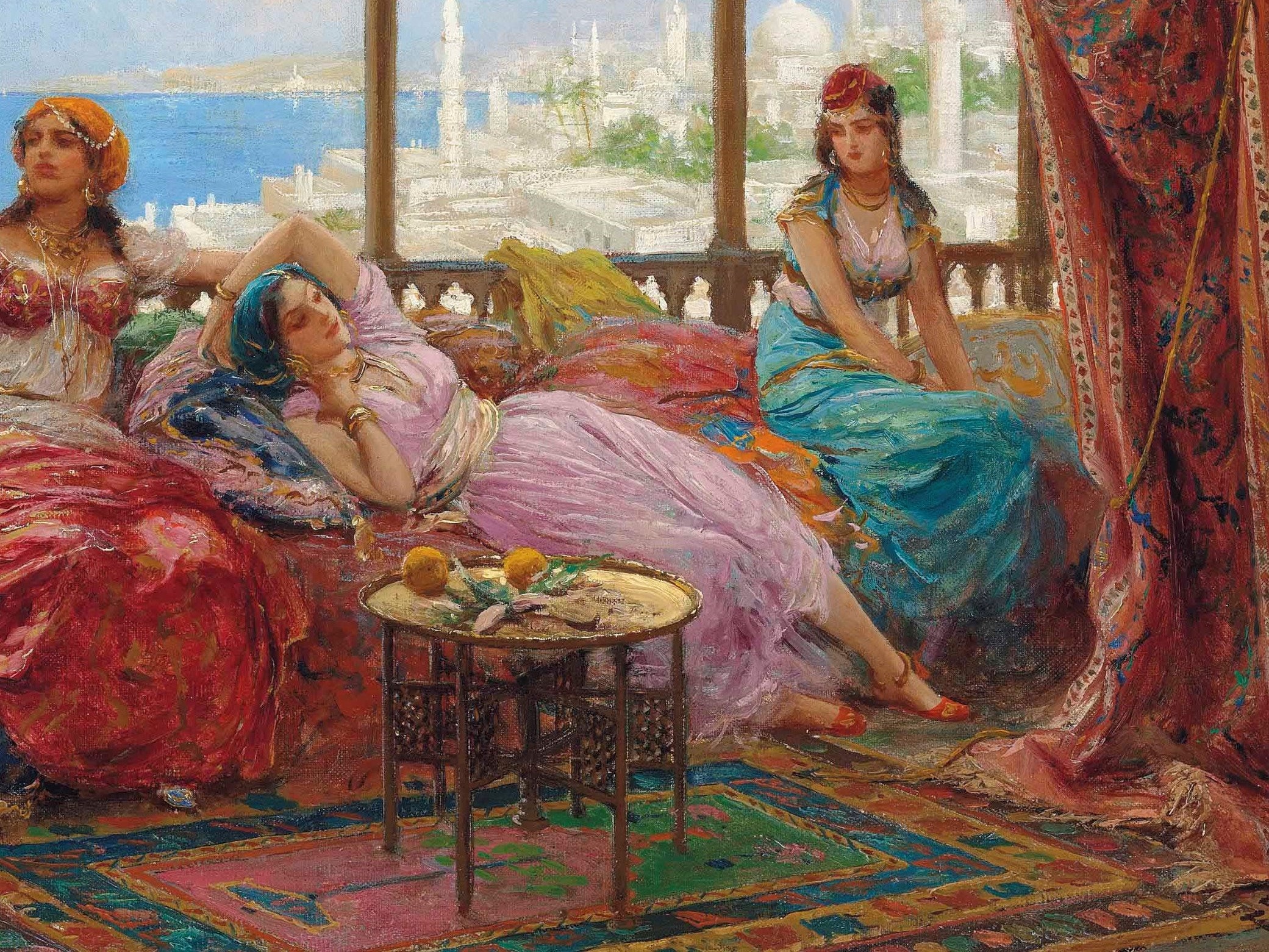 ART PRINT | Vintage Orientalist Oil Painting | Inside the Turkish House ...