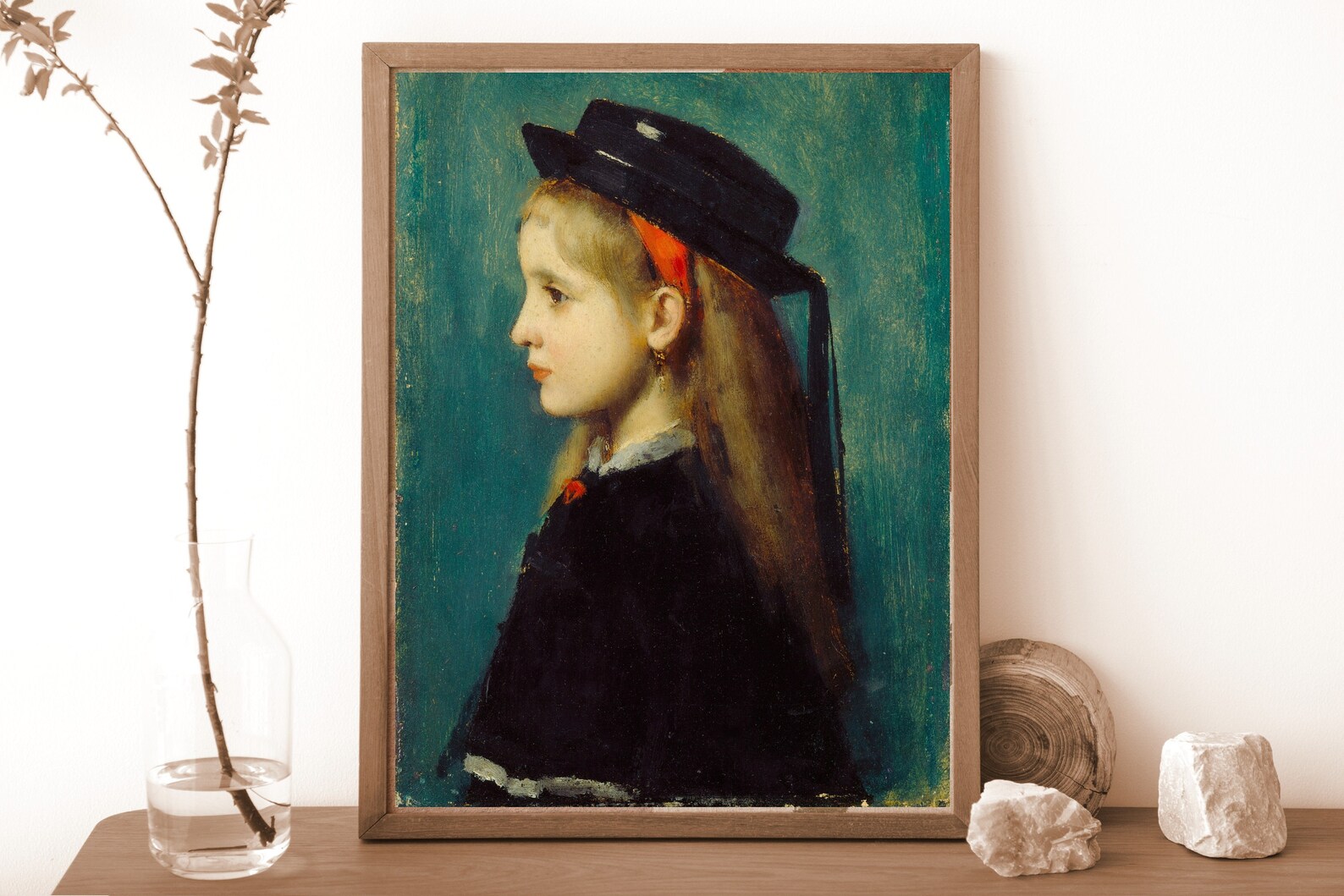 ART PRINT Antique Girl Portrait Oil Painting Vintage | Etsy