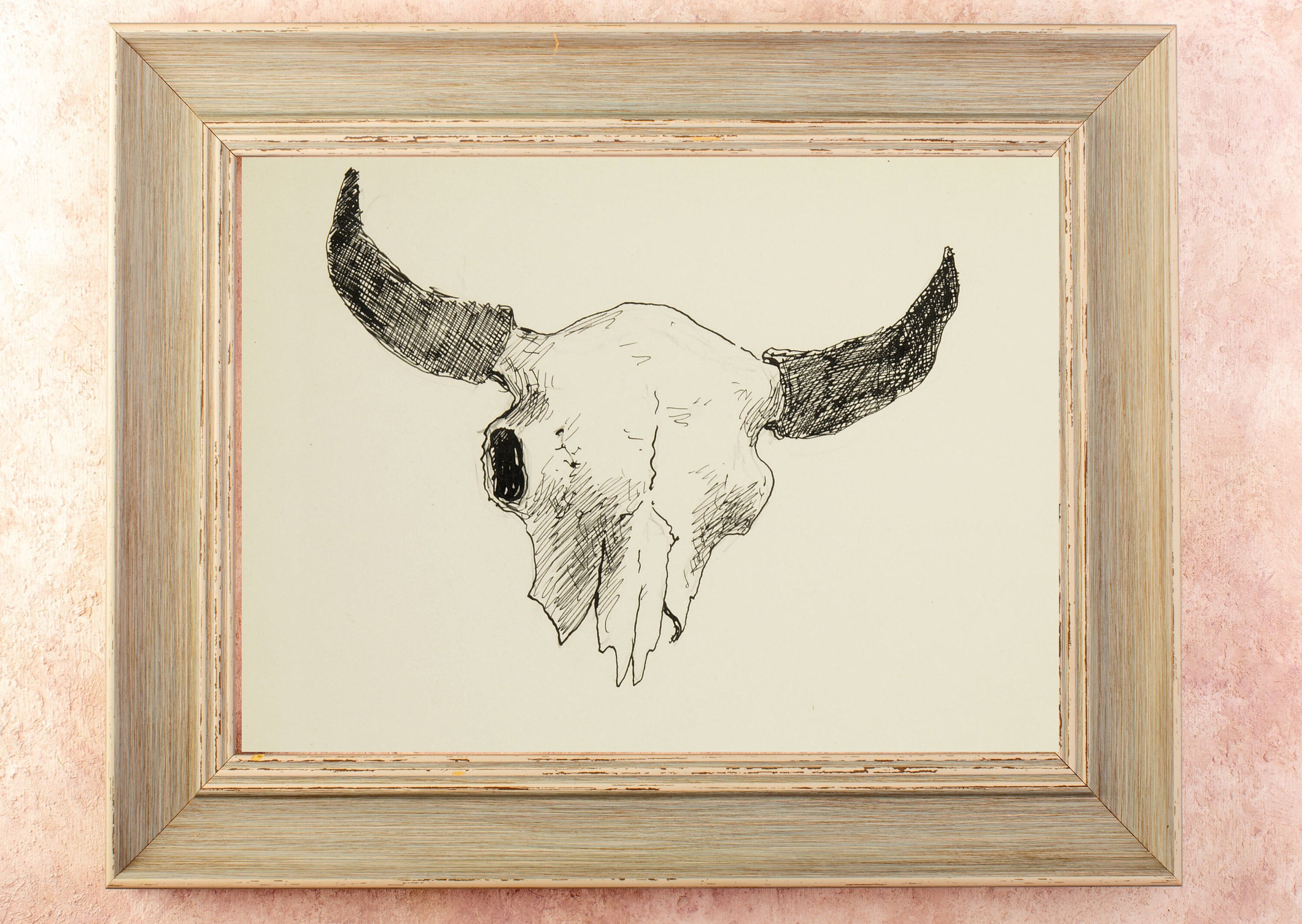 ART PRINT Vintage Buffalo Skull Drawing Buffalo Sketch Art - Etsy