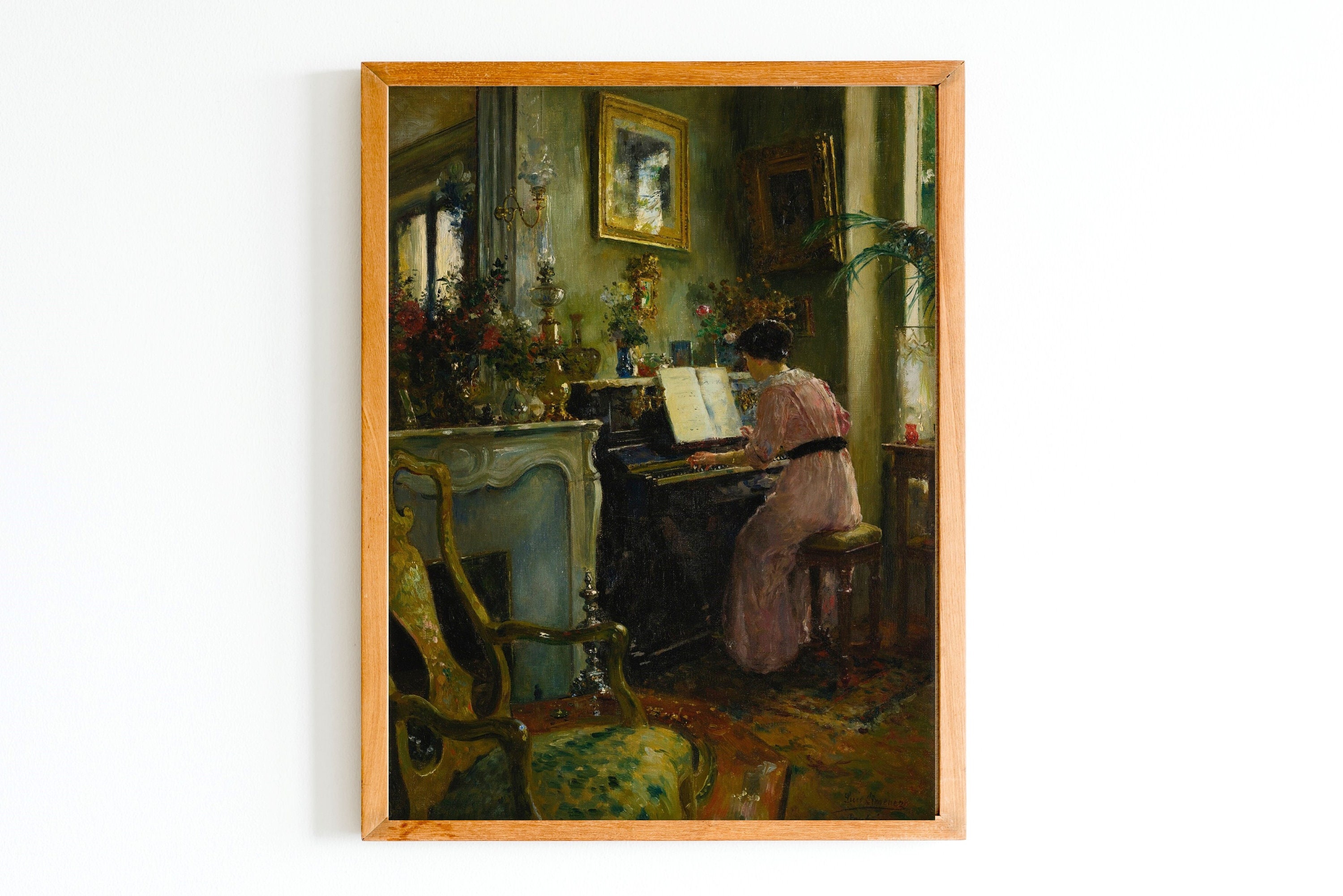 ART PRINT Woman Playing Piano Oil Painting Musical | Etsy