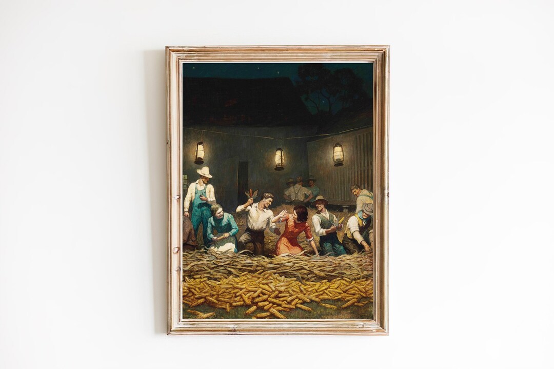 ART PRINT | Fall Farm Scene | Farm Work | Folk Art | Family Farm Print ...