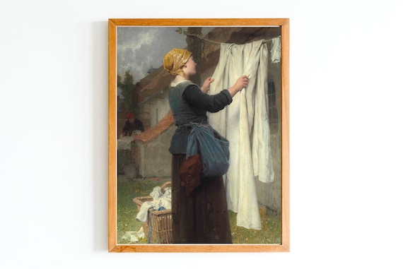 ART PRINT Vintage Laundry Oil Painting Laundry Room Art | Etsy