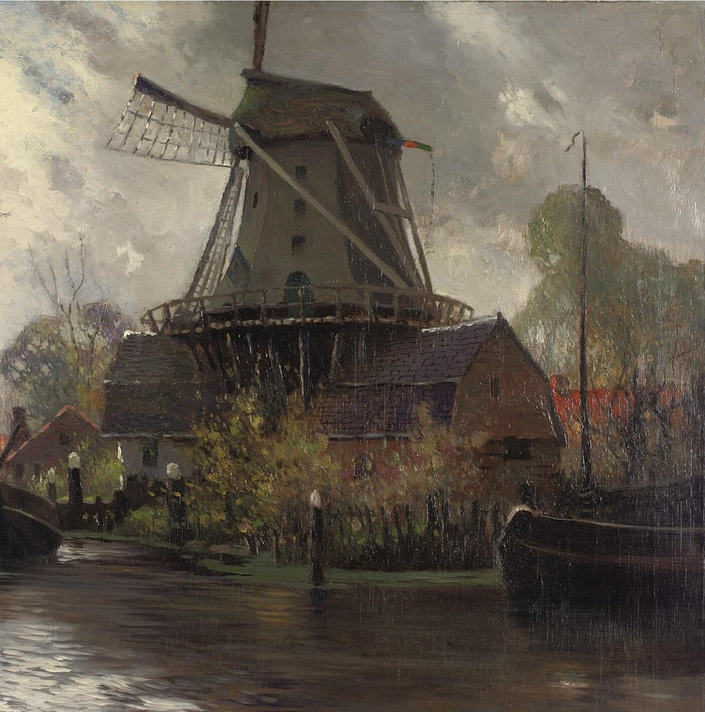 ART PRINT Dutch Windmill Oil Painting Country Landscape - Etsy