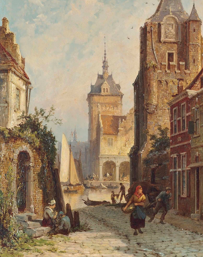 ART PRINT Vintage Cityscape Oil Painting I Street Scene - Etsy
