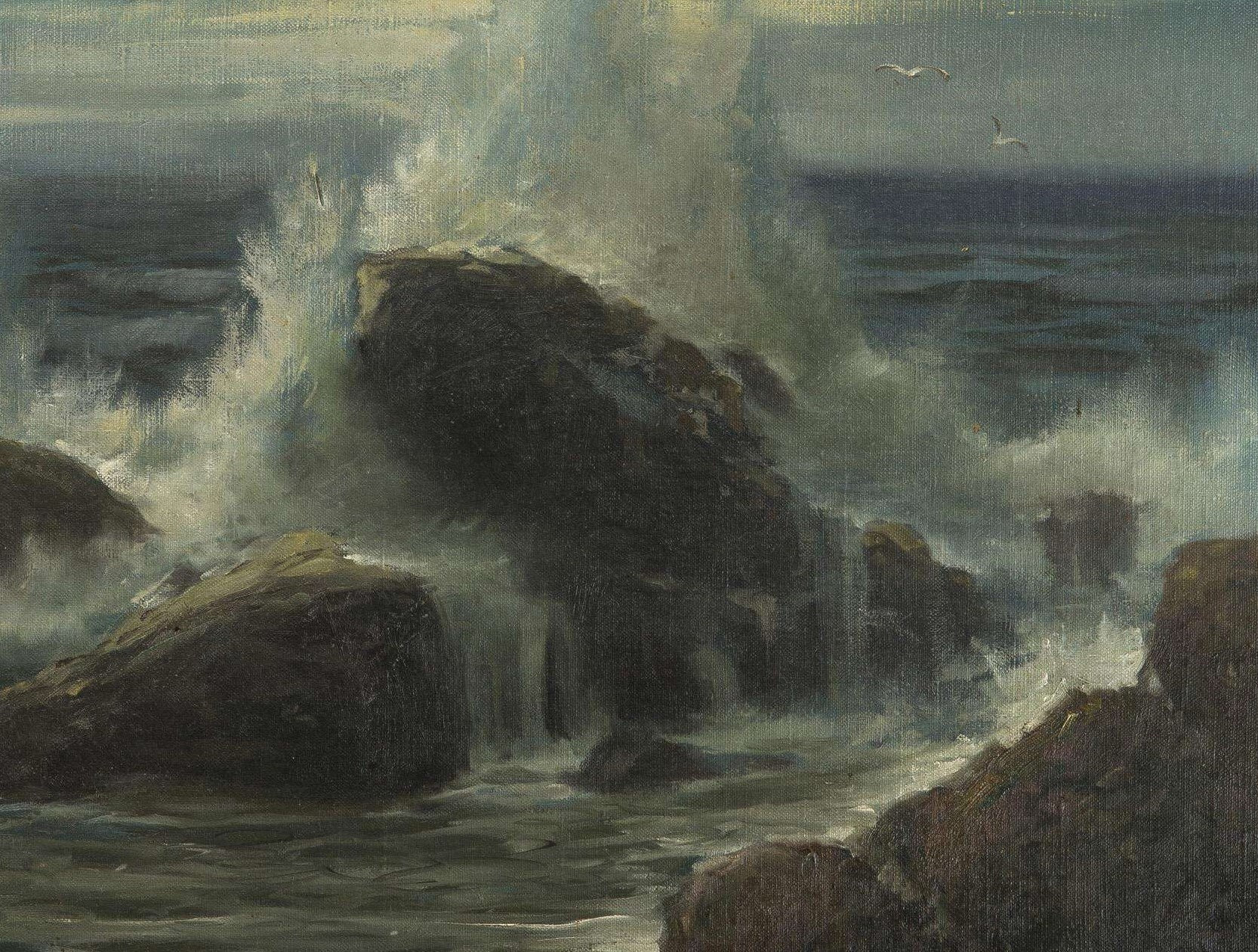 ART PRINT Blue Ocean Waves Painting Vintage Oil Painting - Etsy