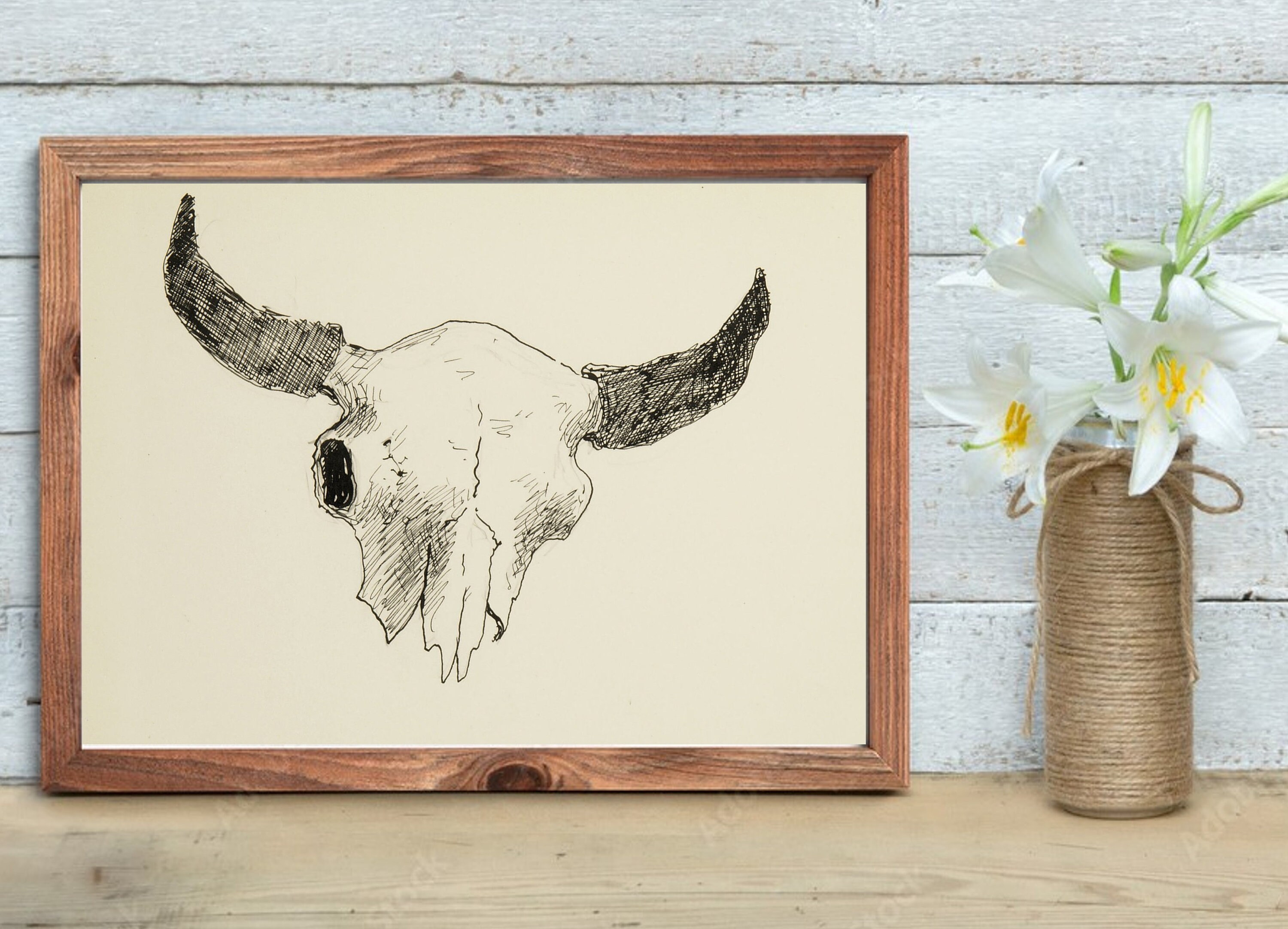 ART PRINT Vintage Buffalo Skull Drawing Buffalo Sketch Art - Etsy