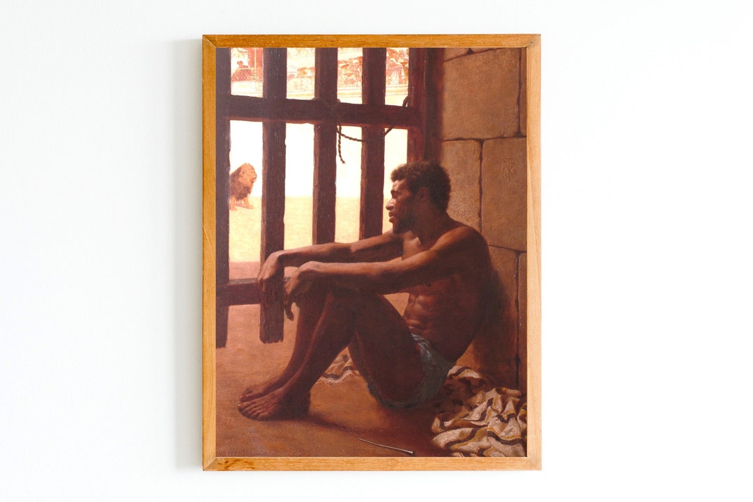 ART PRINT Vintage Gladiator Portrait Painting African Gladiator Art ...