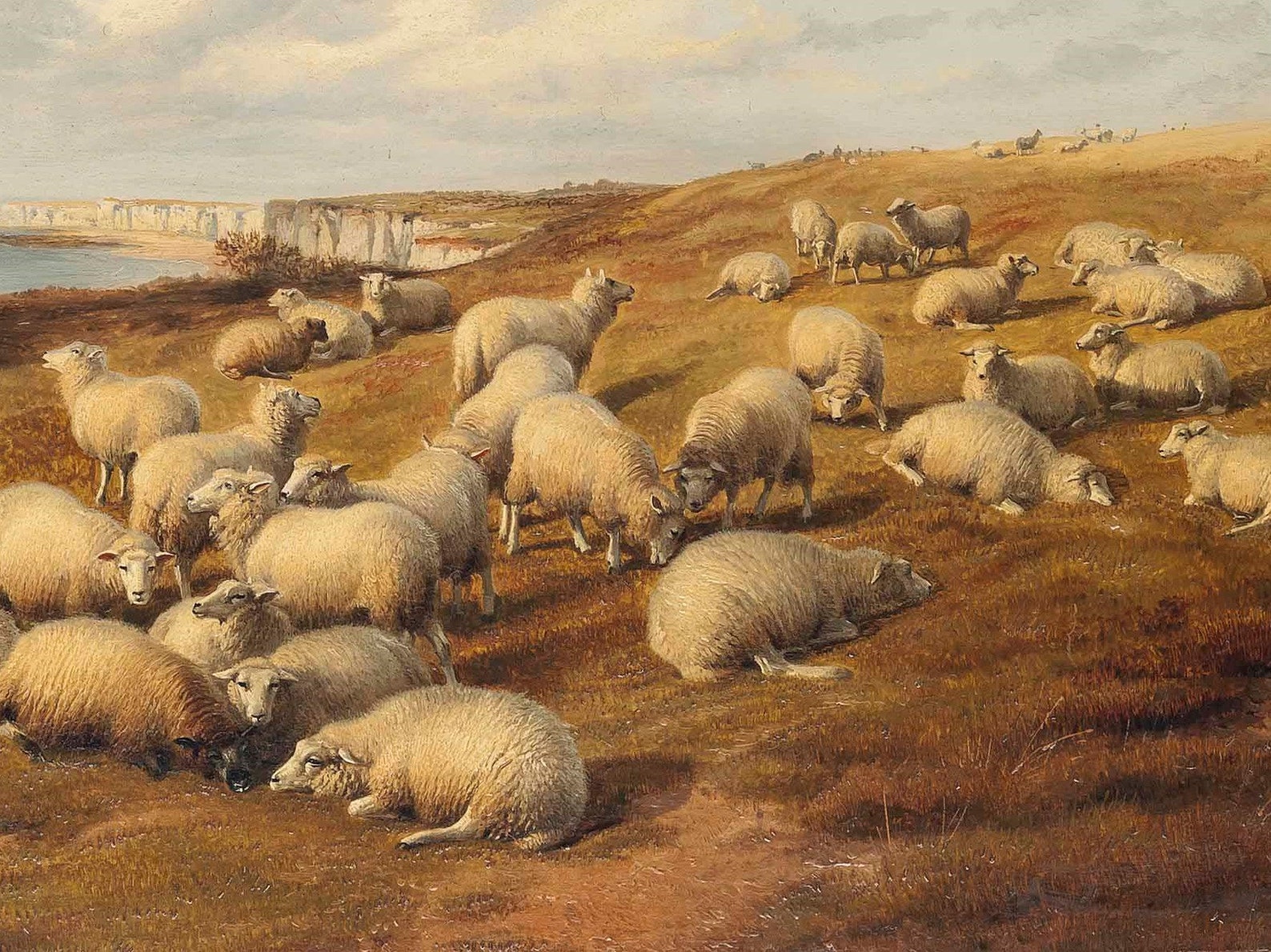 FREE SHIPPING Herd of Sheep Oil Painting Farmhouse Wall | Etsy