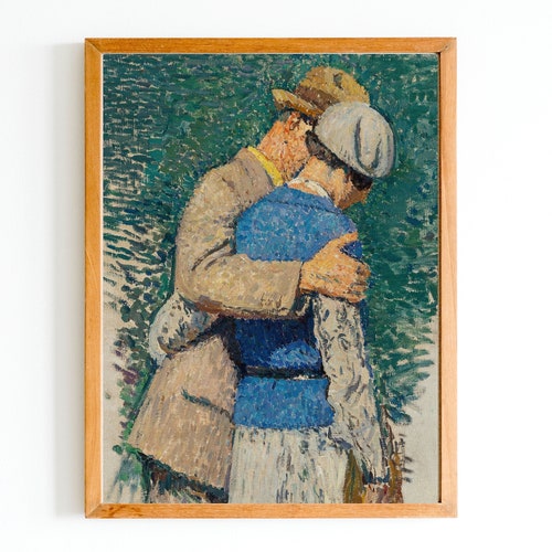 ART PRINT Vintage Love Couple Hug Oil Painting Romantic - Etsy
