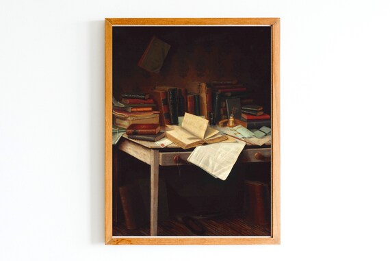 ART PRINT Still Life of Books Oil Painting Brush Inkwell - Etsy