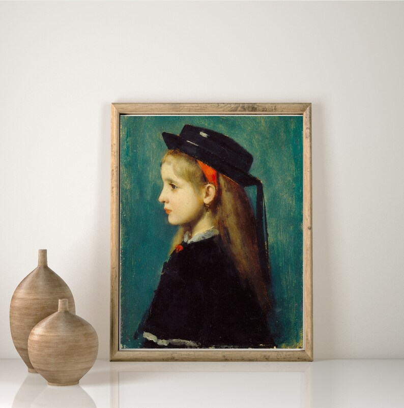 ART PRINT Antique Girl Portrait Oil Painting Vintage - Etsy