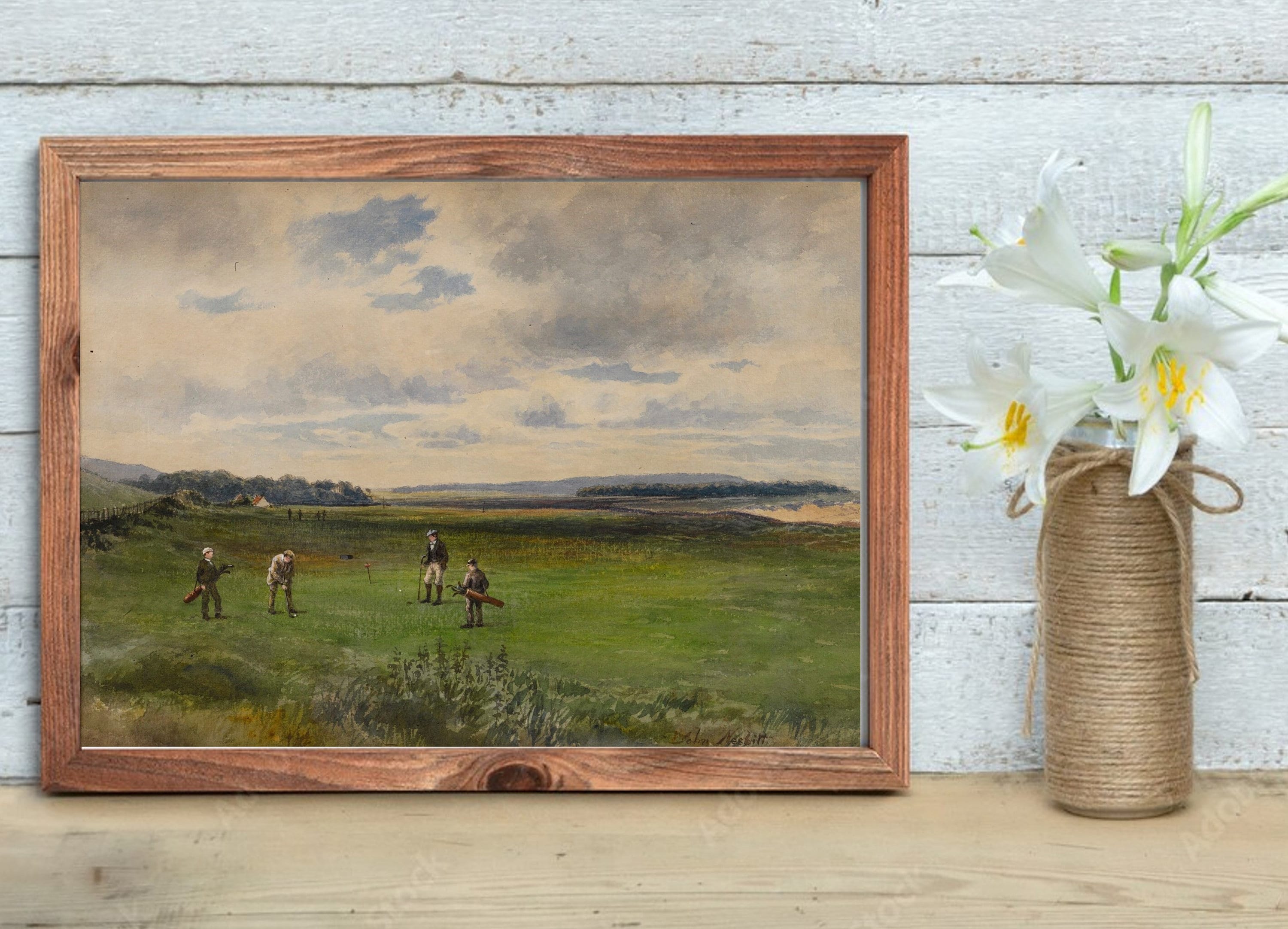 ART PRINT Vintage Golfers Watercolor Oil Painting Golf - Etsy