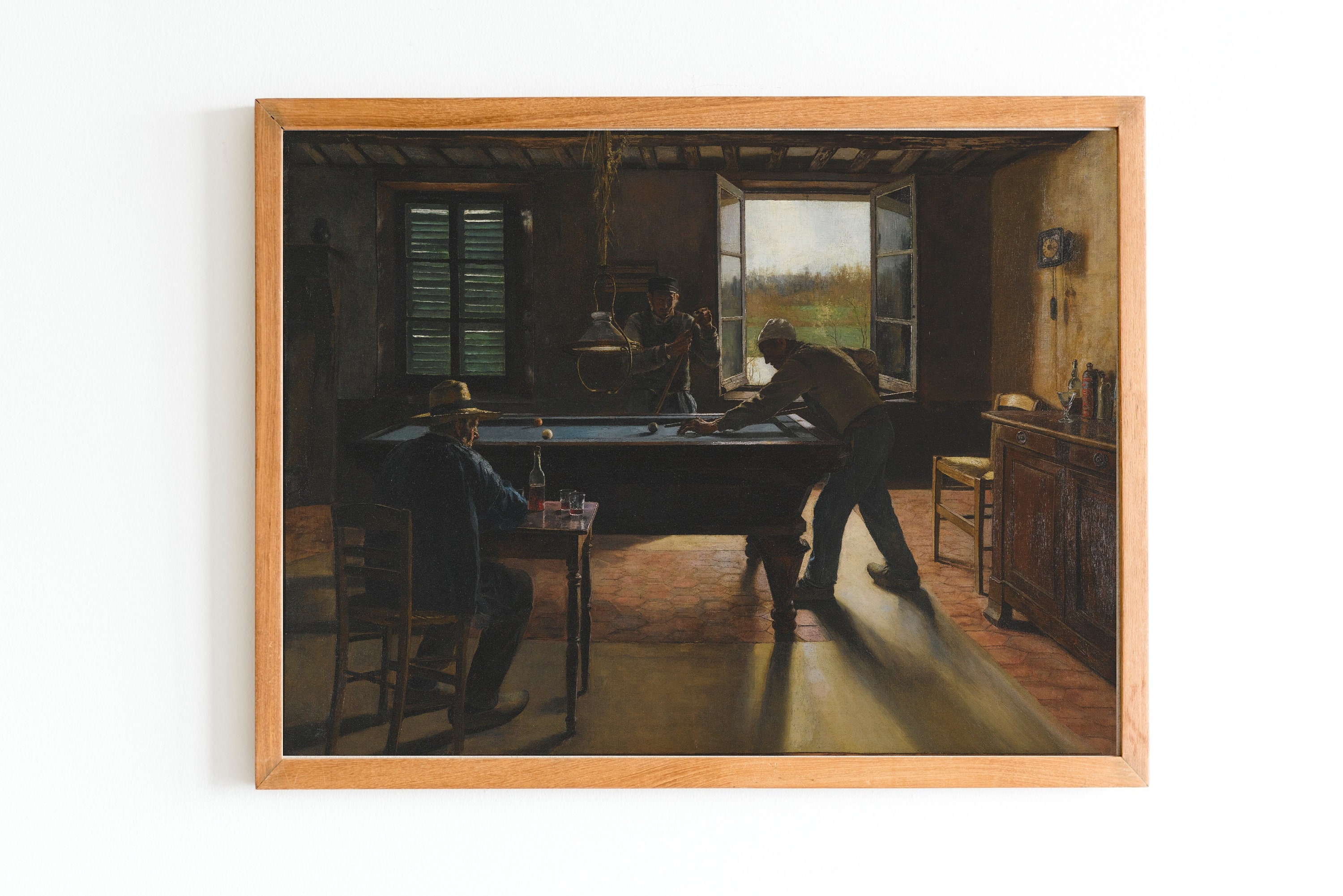 ART PRINT | Vintage Billiards Players Oil Painting | Pool Tables Art ...