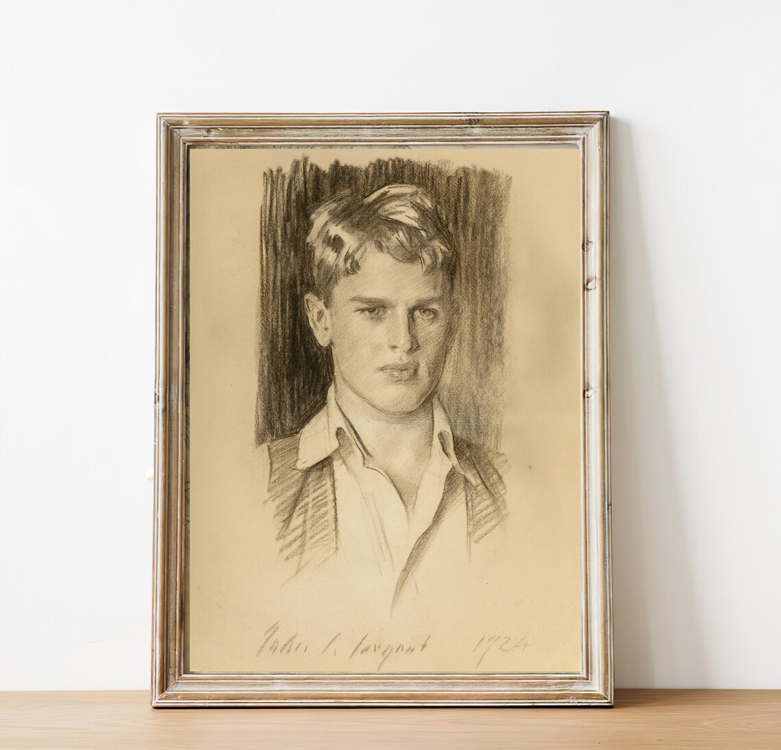 ART PRINT Vintage Graphite Drawing Portrait of a Young Man | Etsy