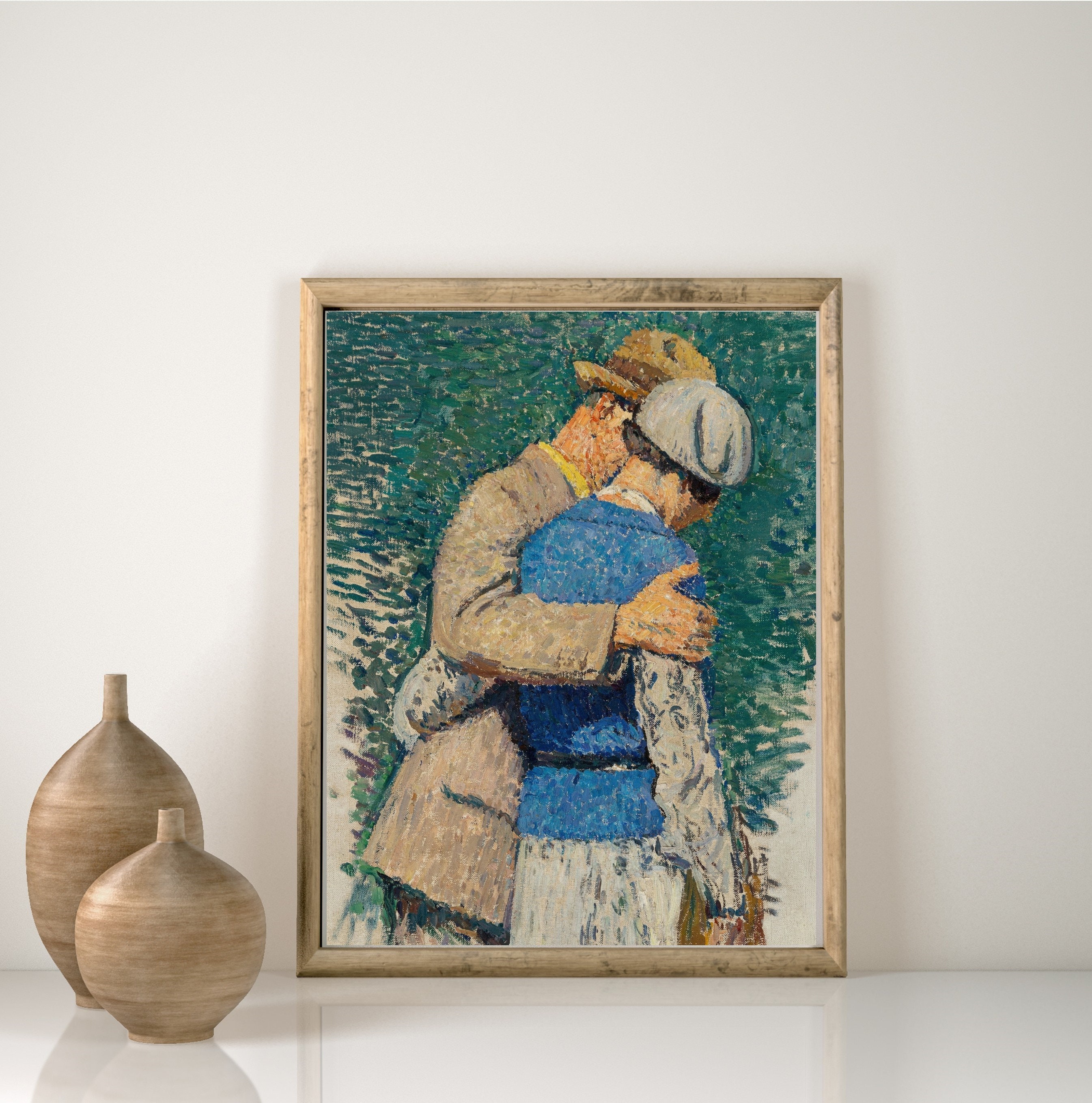 ART PRINT Vintage Love Couple Oil Painting Couple at the - Etsy