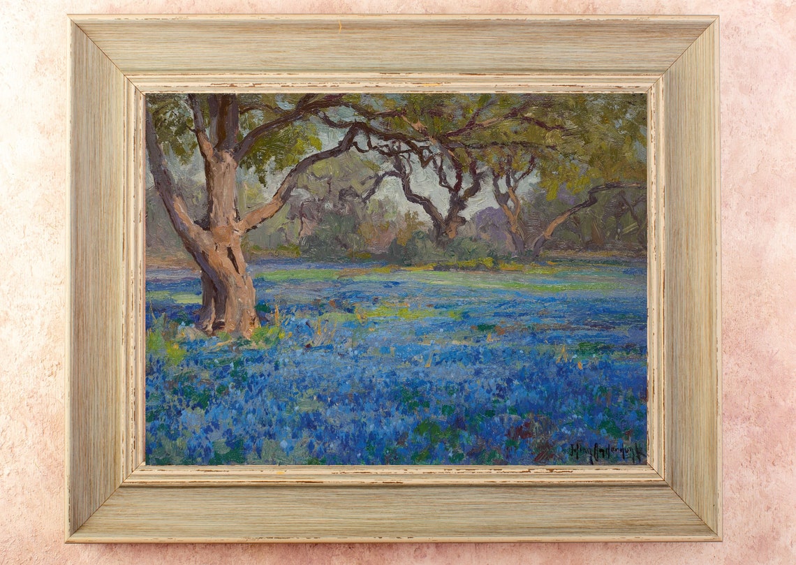 ART PRINT A Field of Blue Bonnets Oil Painting Alamo - Etsy